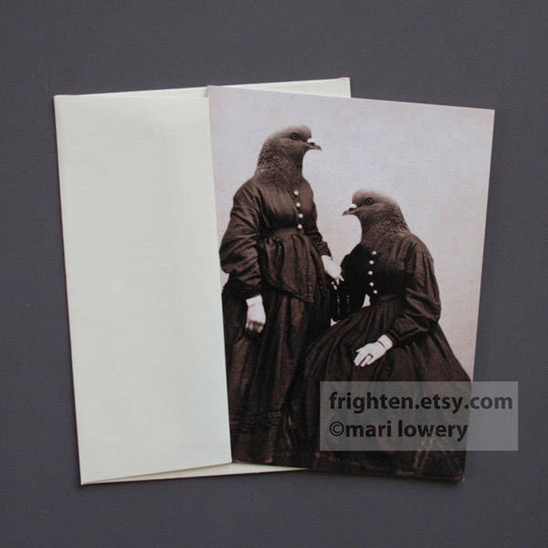 Pigeon Note Card, Bird in Dress, Eco-friendly Note Card With Envelope ...