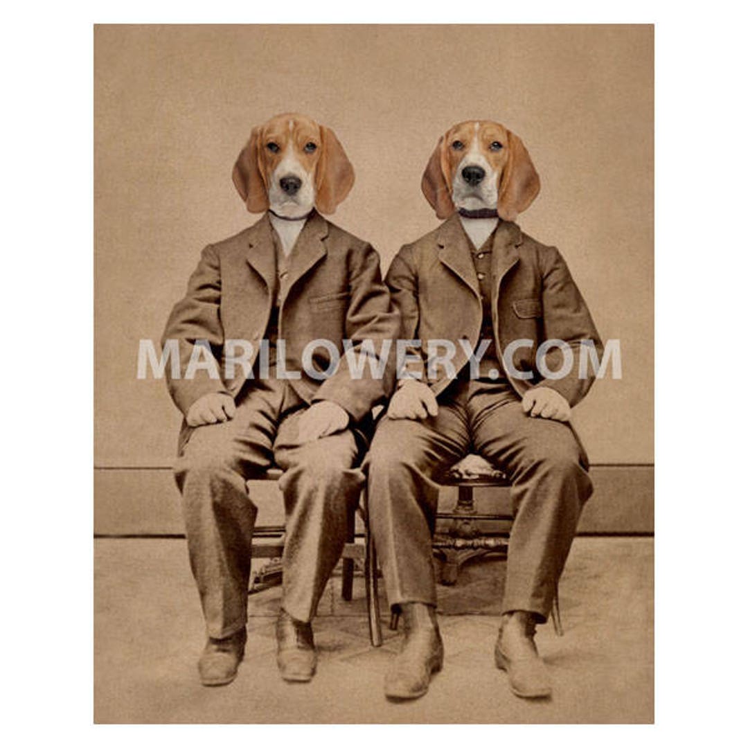 Beagle Art, 5 X 7 Inch Dog Art Print, Anthropomorphic Animals in ...
