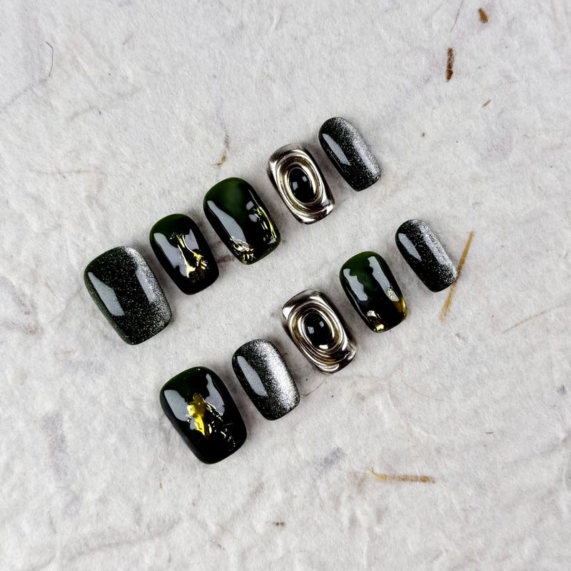 Short Black Swirl Nails - Etsy UK