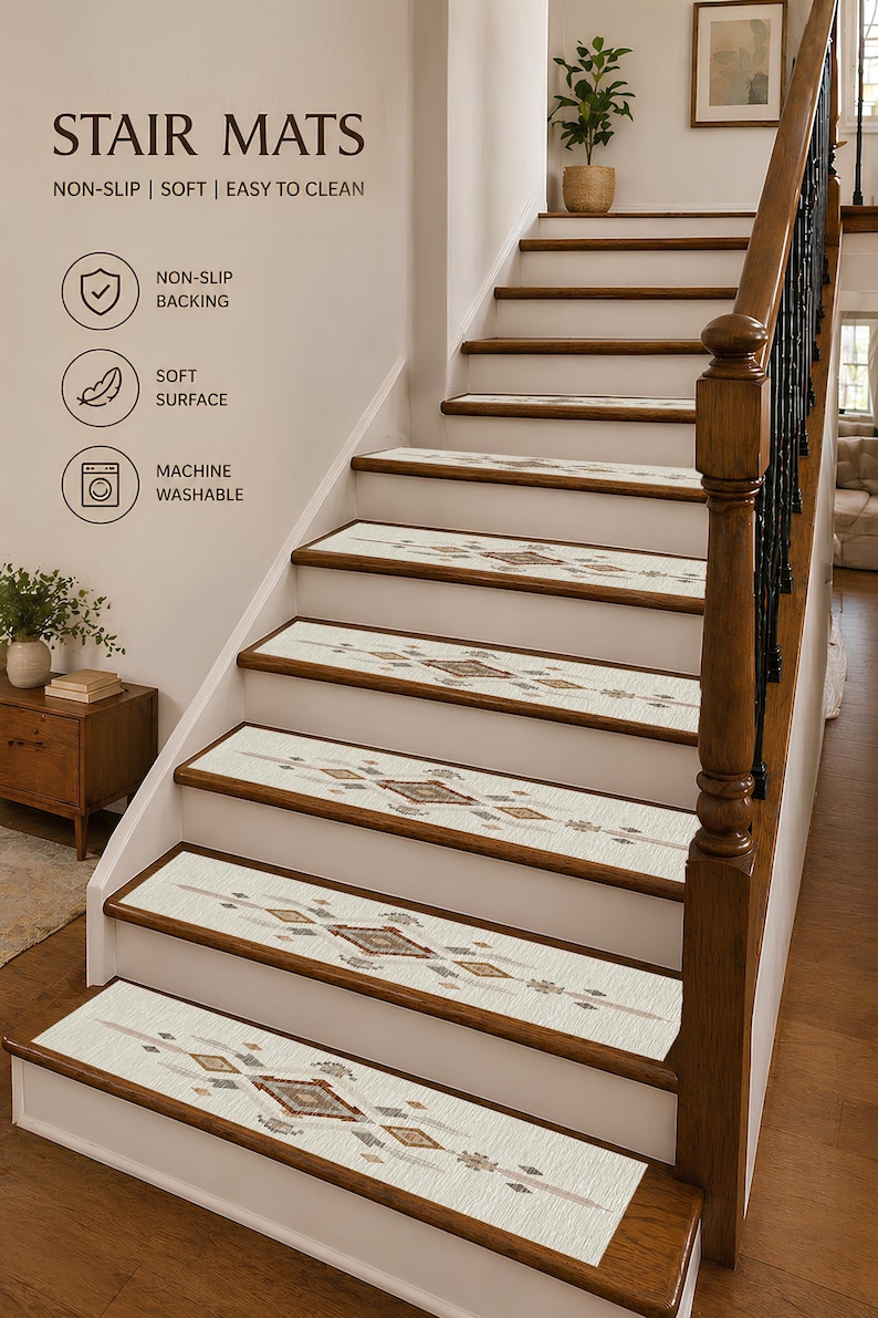 Non-slip Stair Treads Runner Rugs: Washable Carpet for Wood Stairs, Pet ...