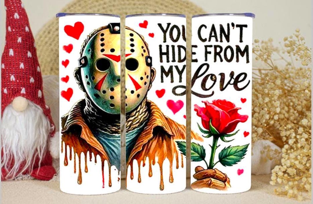 Valentine Horror Slasher Character 20oz Tumbler, Hearts, Love, Roses ...