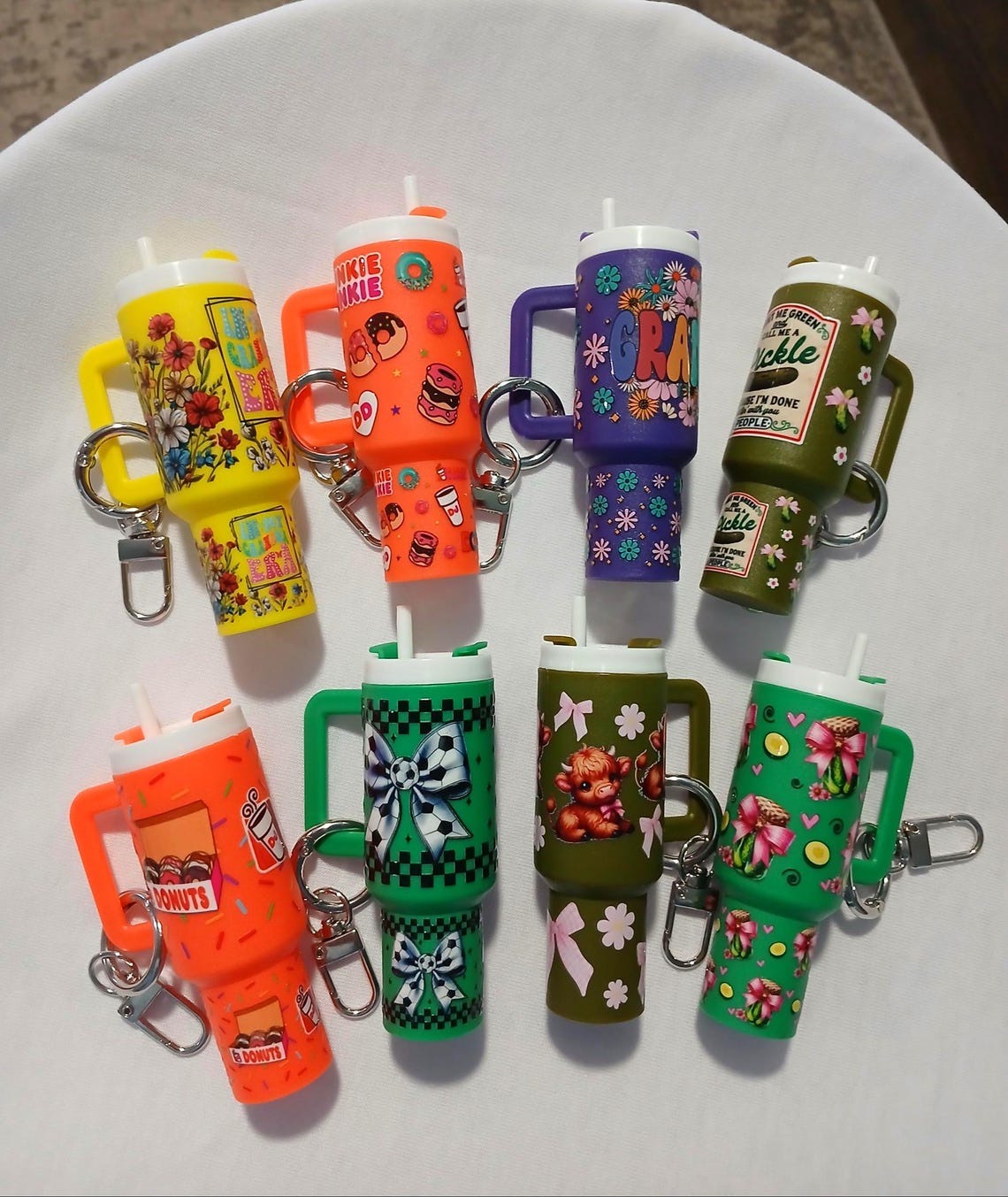Mini Tumbler Keychain, Random Multicolor Cup Key Ring, Chapstick Holder ...