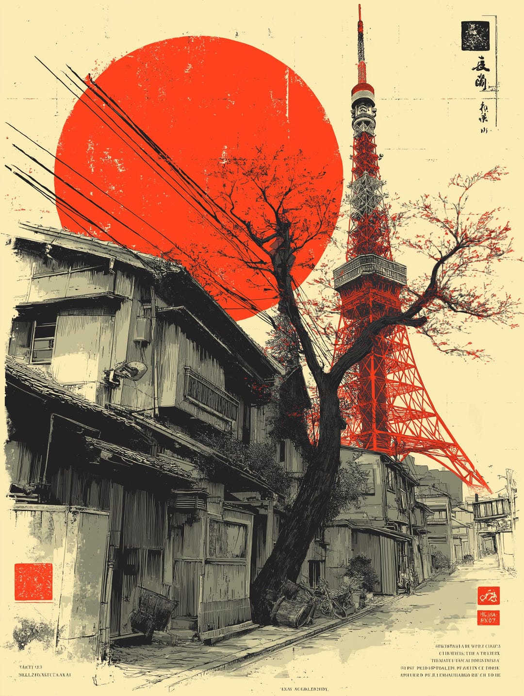 Tokyo Tower in Sumi-e: Tradition Meets Modern Japan - Etsy