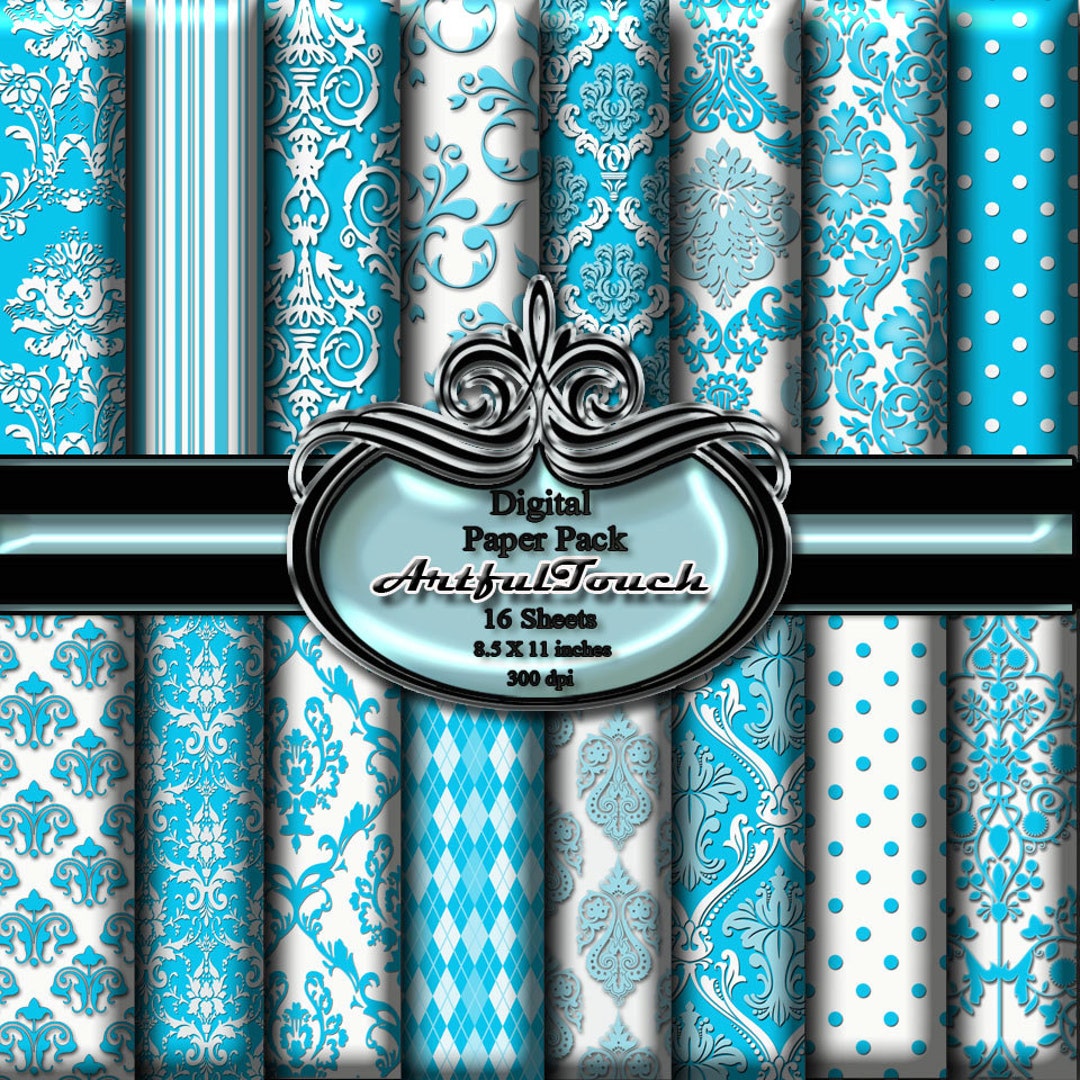 Digital Paper: Bright Blue Party Paper Blue Printable Digital Paper ...