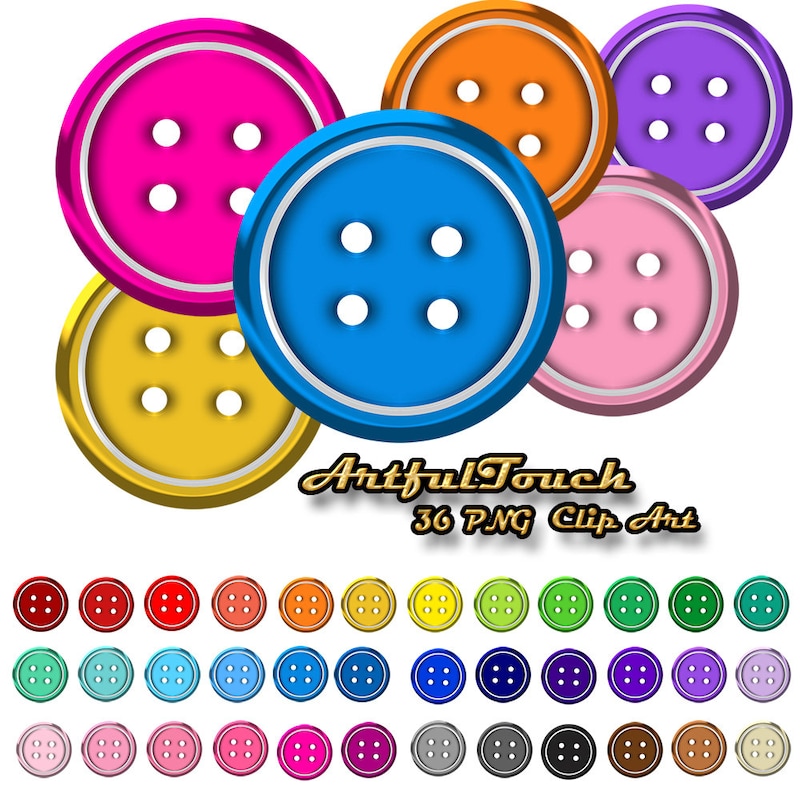 Buttons Clip Art - Etsy