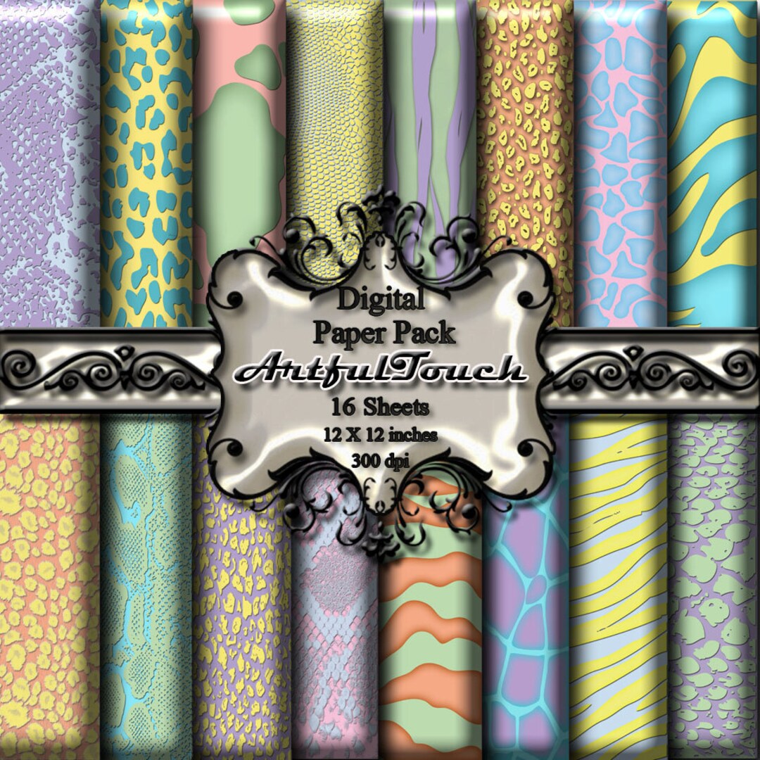 Digital Paper Animal Print Digital Paper Pack Pastel Digital - Etsy