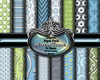 Vintage Green Digital Paper Green Digital Paper Pack - Etsy