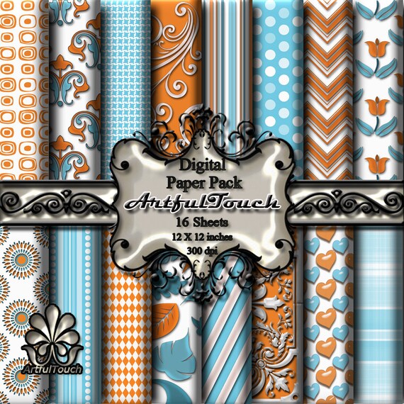 Damask Digital Paper 16 Scrapbook Digital Paper Pack - Etsy
