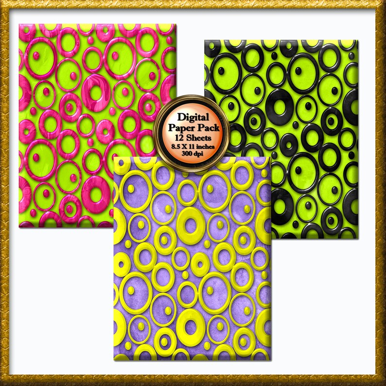 Digital Paper Rainbow Digital Paper Pack Bright Colors Circles Digital ...