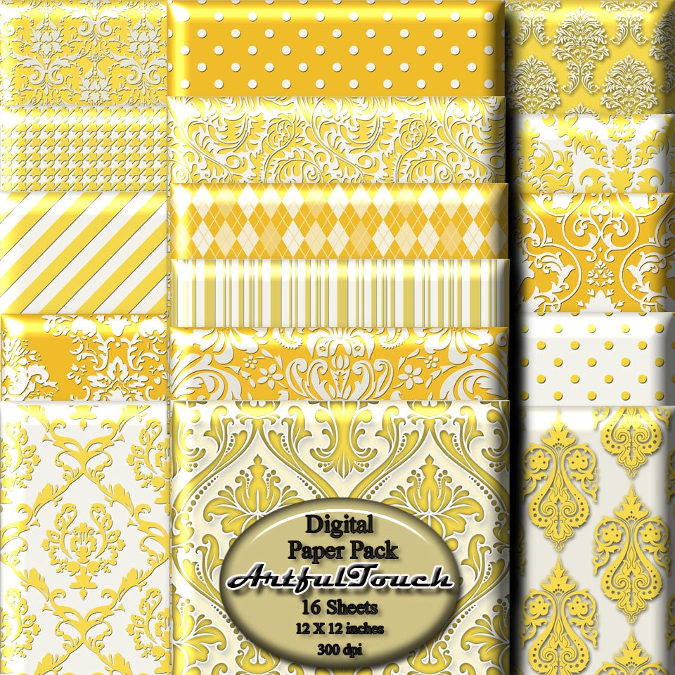 Yellow Digital Paper: Yellow Floral Digital Paper Yellow - Etsy