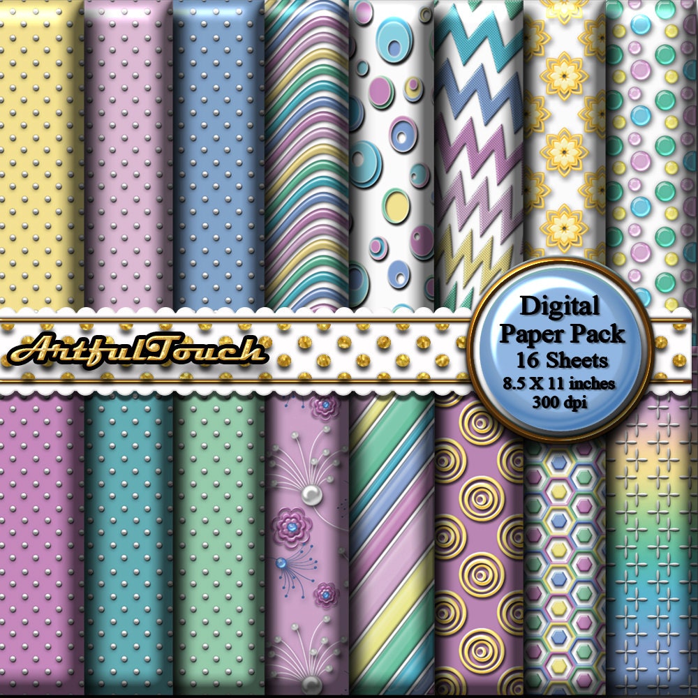 Digital Paper: Digital Paper Pack Pastel Rainbow Digital Scrapbook ...