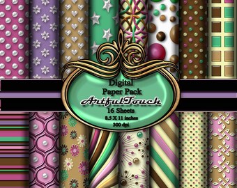 Vintage Green Digital Paper Green Digital Paper Pack - Etsy