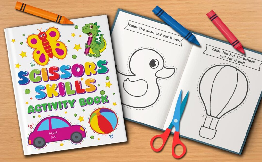 Printable Scissors Skills Activity Book, Cutting & Coloring (PDF) - Etsy