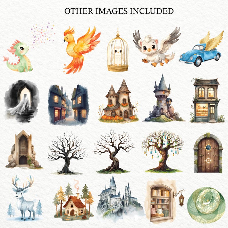 Watercolor Wizard Clipart Bundle, 166 Magic Pngs, Fantasy Sublimation ...