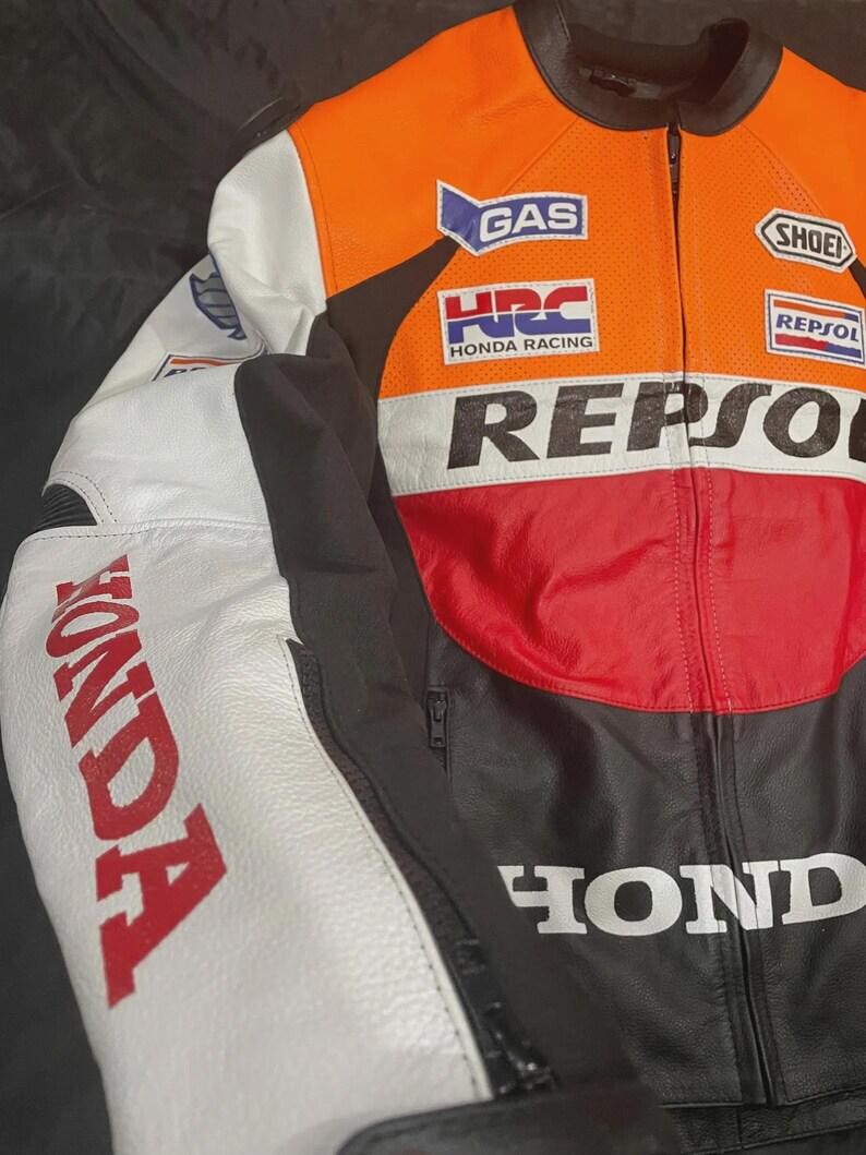 Repsol Honda Racing Leather Motorcycle Jacket: Motogp Biker Gear - Etsy