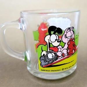 Garfield and Friends Glass Coffee Mug - Collectible Glass Mug ...