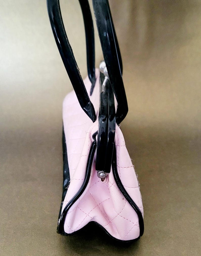 Pink Poodle Purse With Black Patent Trim Felt Poodle Appliqué Handbag ...