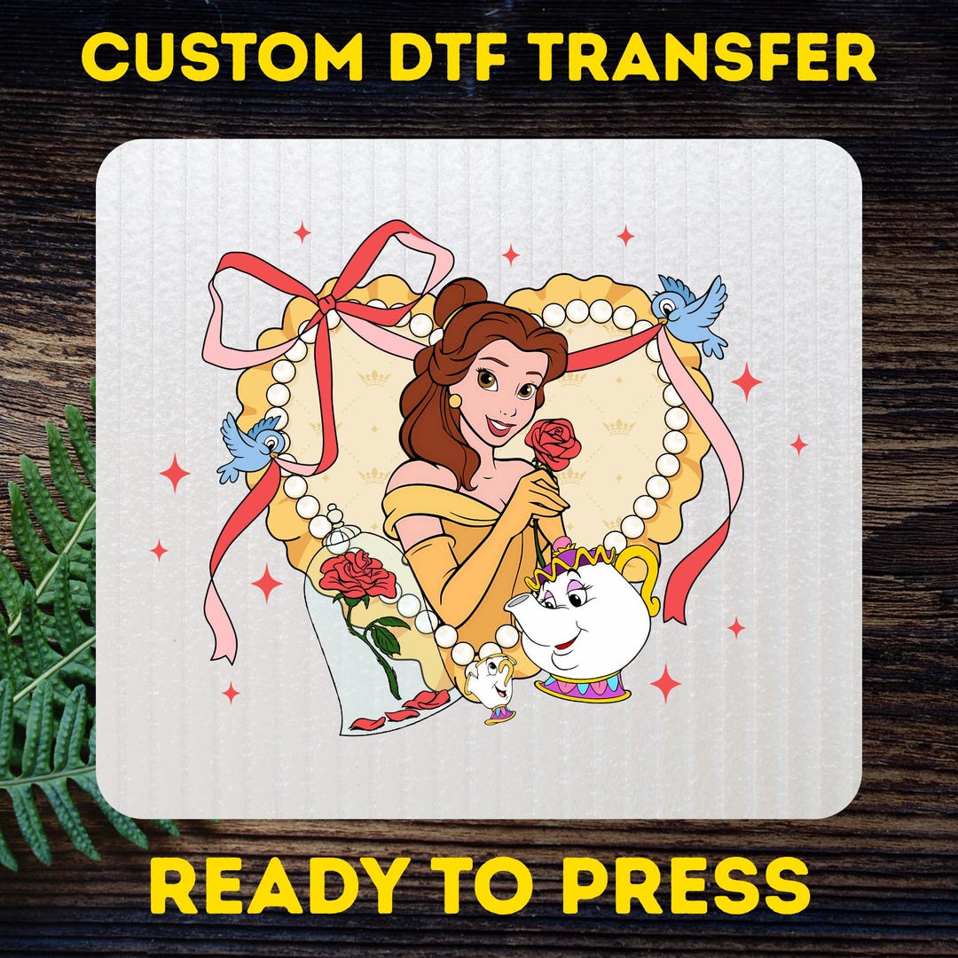 Princess With Red Rose DTF Transfer, Fairy Tale Style, Ready to Press ...