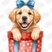 Golden Retriever Puppy in Box SVG PNG, Cute Dog Clipart Bundle, Gift ...