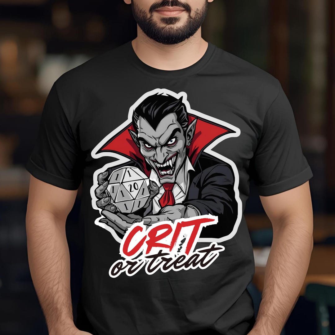 Halloween Vampire RPG SVG PNG, Crit or Treat Dnd Character D20 Dice ...