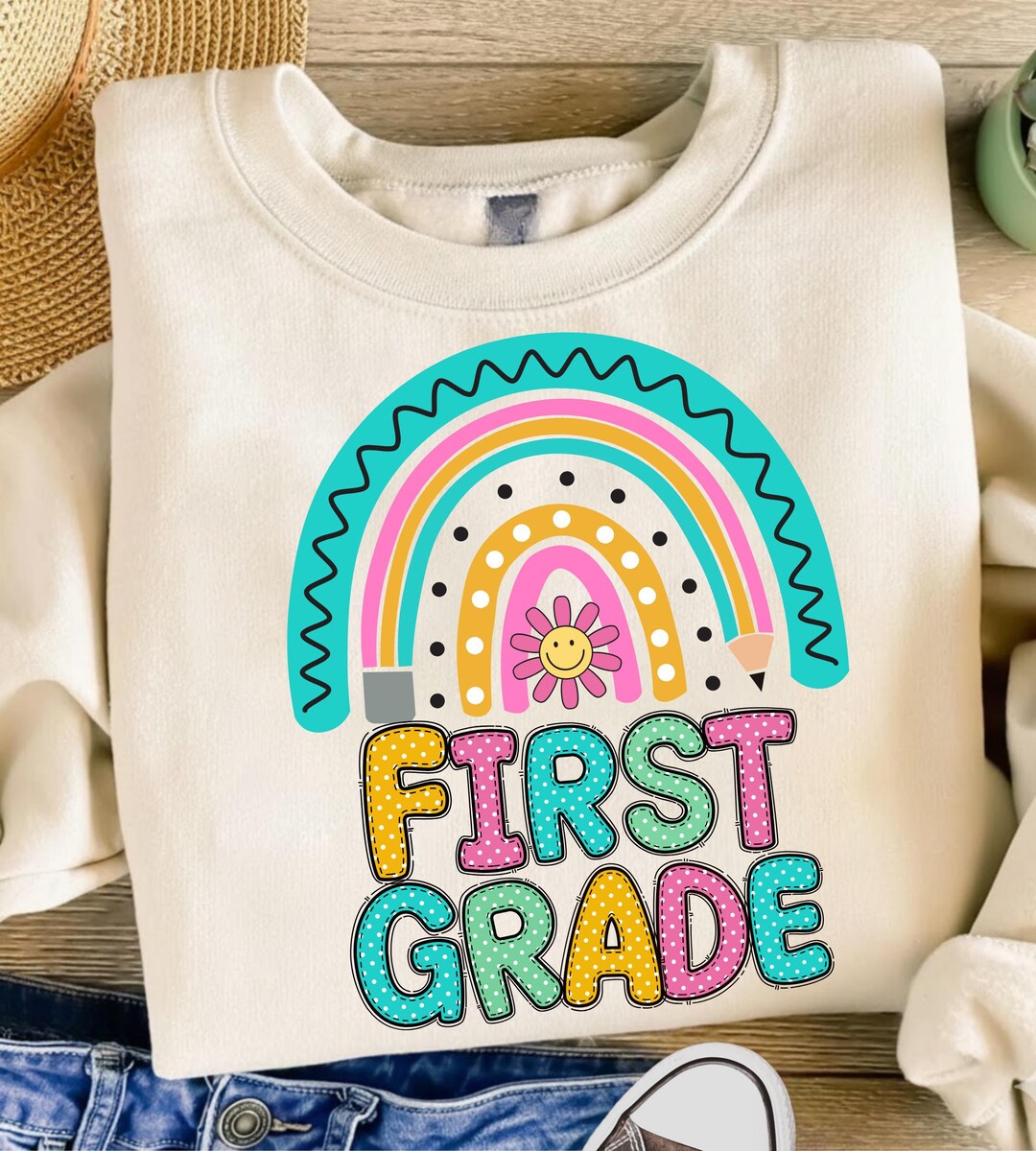 First Grade Teacher Rainbow PNG - Etsy