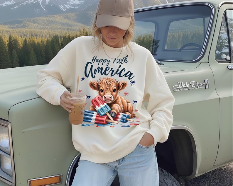 Highland Cow 250th USA Anniversary PNG, Fourth of July Shirt Design ...