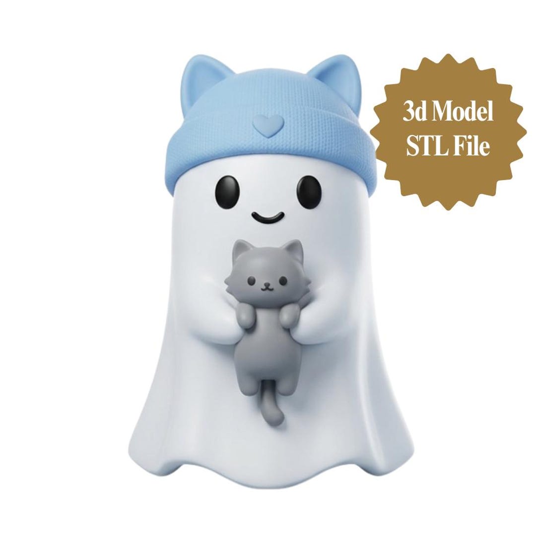 Kawaii Ghost Cat STL File | Halloween 3D Print Model (digital Download ...