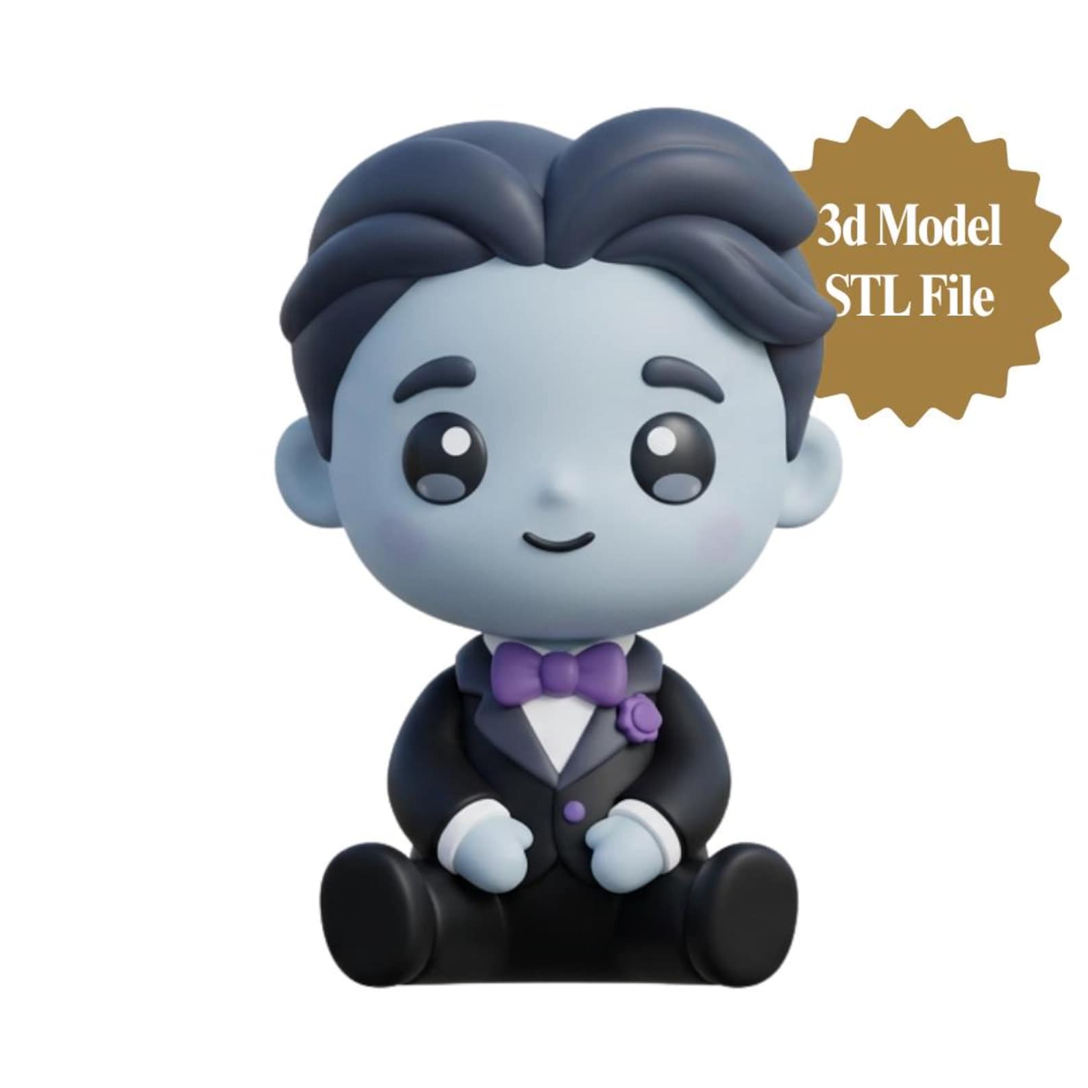 Zombie Groom STL File | Chibi Gothic Wedding Figurine (digital Download ...