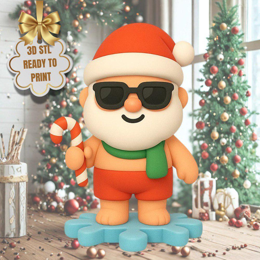 Beach Santa STL Figurine – Summer Christmas 3D Printable Decor (digital ...