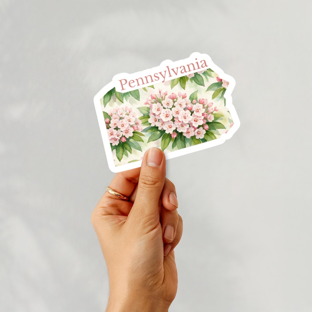Pennsylvania Mountain Laurel State Flower Sticker, Waterproof Vintage ...
