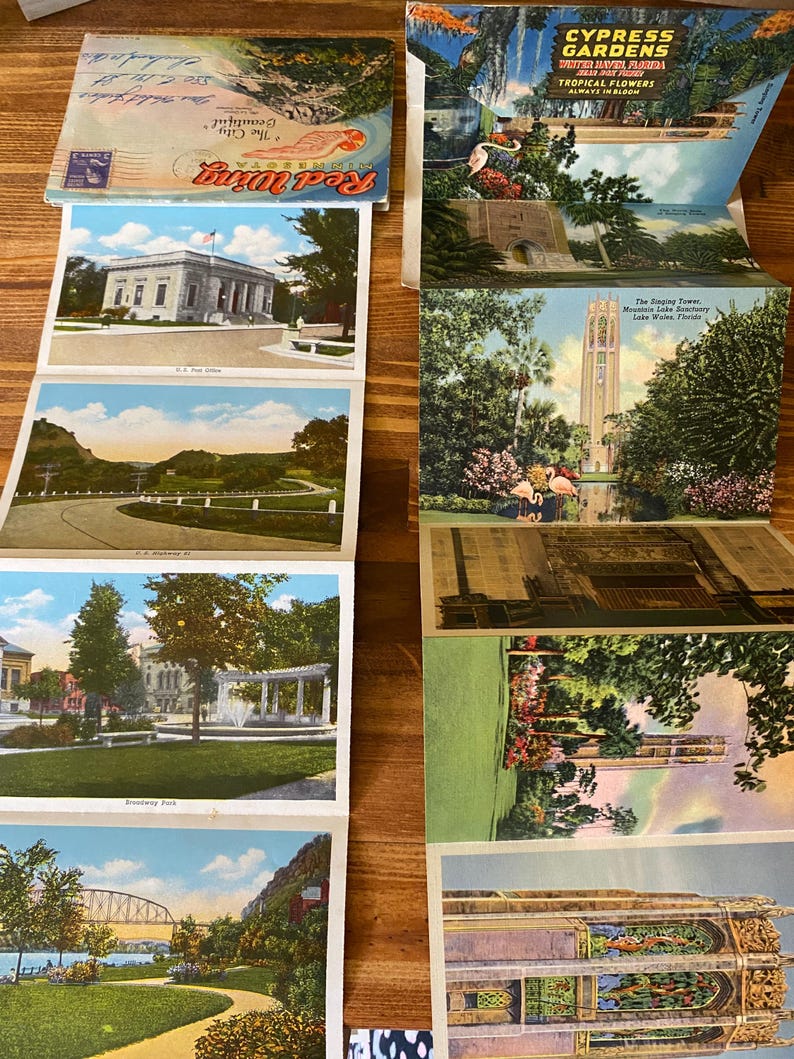 Vintage Fold Out Postcards - 1930s and 1940s - Etsy