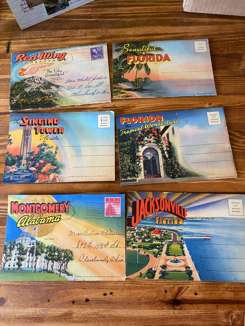 Vintage Fold Out Postcards - 1930s and 1940s - Etsy