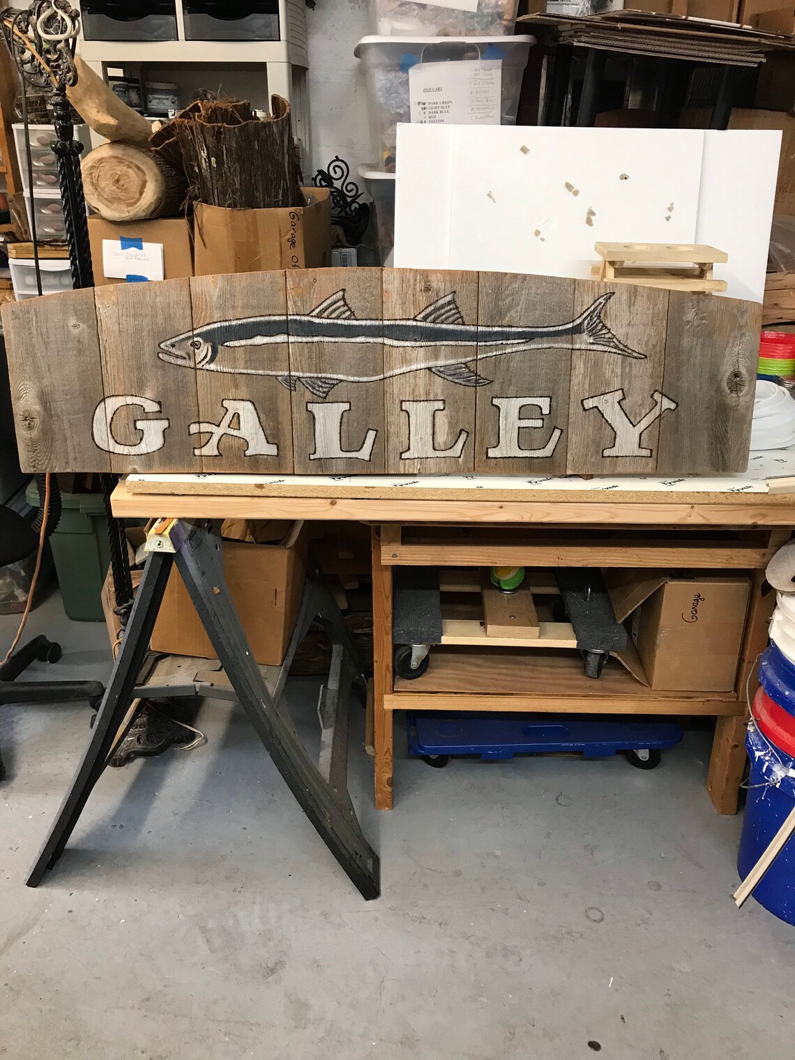 Galley Sign Weathered Cedar Woodburned and Handpainted - Etsy