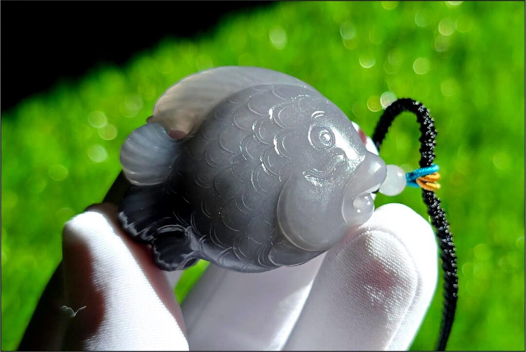 Certified Natural Deep Smoky Purple Nephrite Jade Hand-carved Double ...