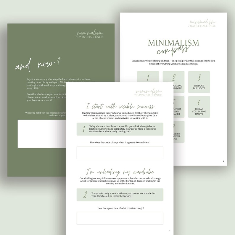 7 Days Minimalism Challenge – Printable PDF Workbook With Quick ...