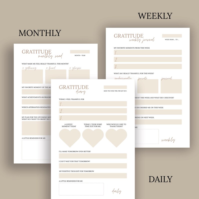 Gratitude Journal – Printable and Fillable PDF for Daily, Weekly and ...