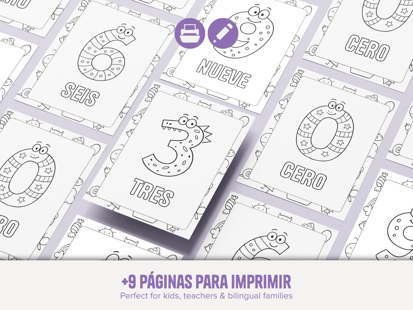 Spanish Numbers 0-10 Coloring Pages: Kids Printable Activity Book (PDF ...