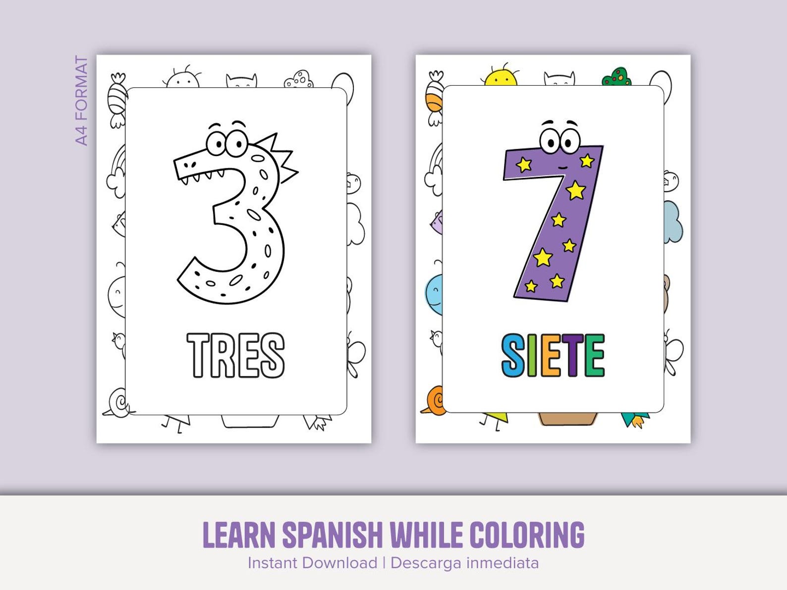 Spanish Numbers 0-10 Coloring Pages: Kids Printable Activity Book (PDF ...