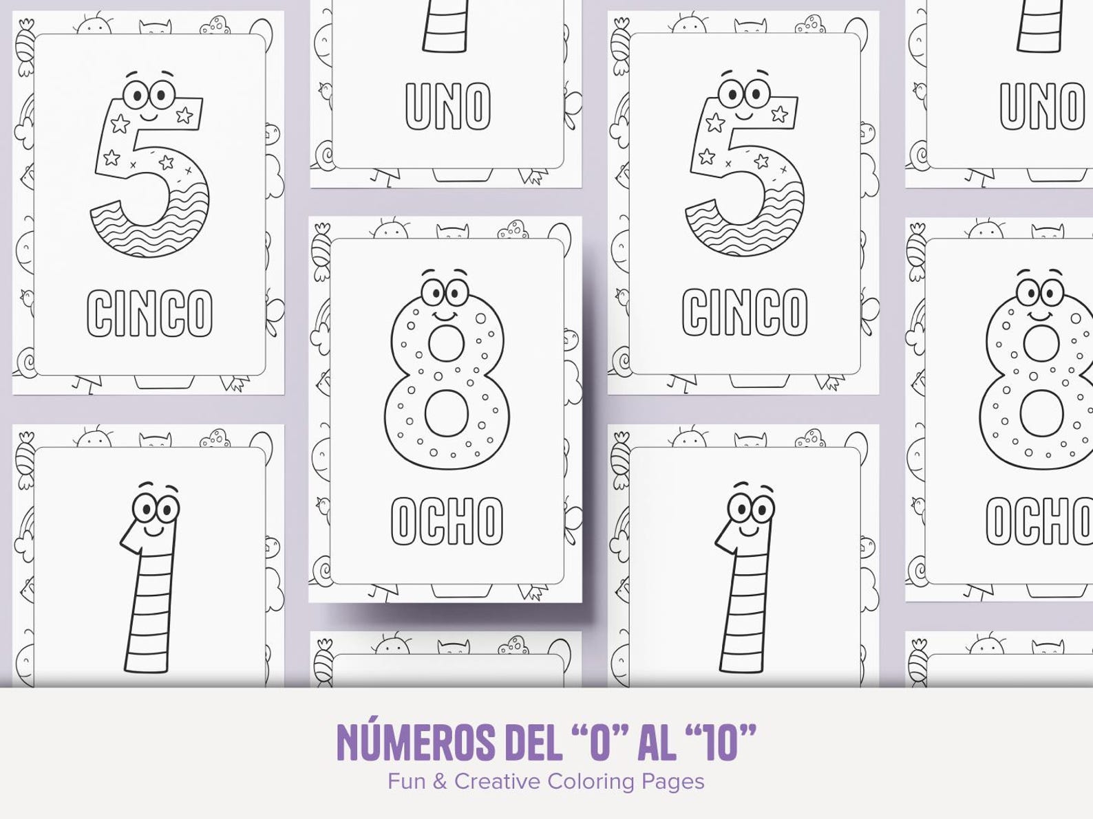 Spanish Numbers 0-10 Coloring Pages: Kids Printable Activity Book (PDF ...