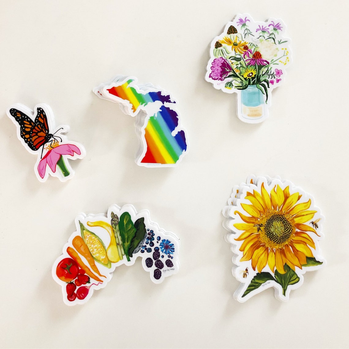 Pollinator Parade STICKER sunflower and bees flower power | Etsy