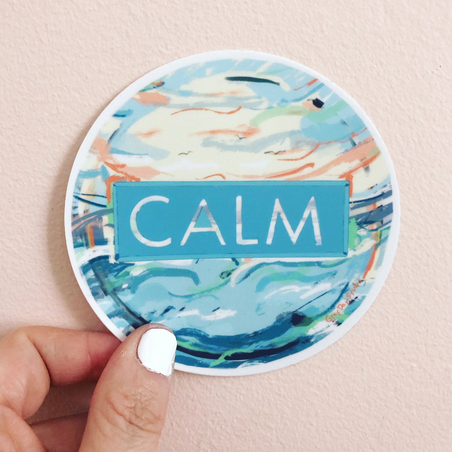 Calm Sticker Ocean Hand Lettered Sticker Inspiring Calming - Etsy