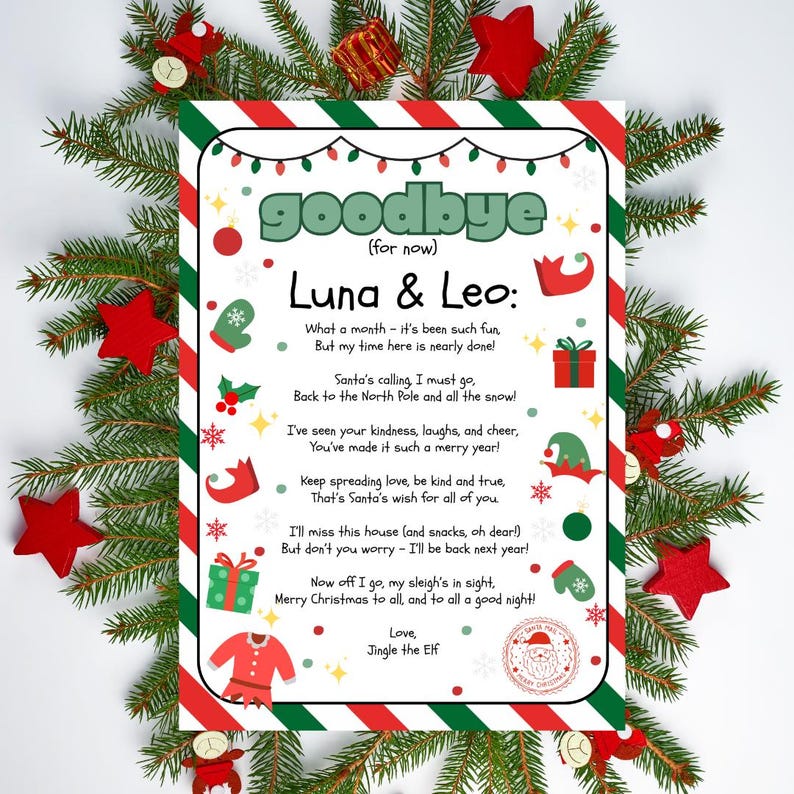 Editable Elf Letter, Hello & Goodbye Letter, Elf Printable Elf Letters ...