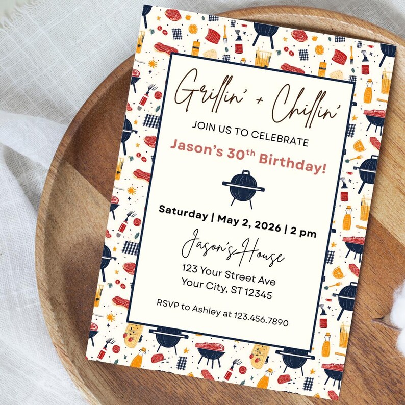 BBQ Invitation Template, Backyard Cookout Birthday Party Invite, Grill ...