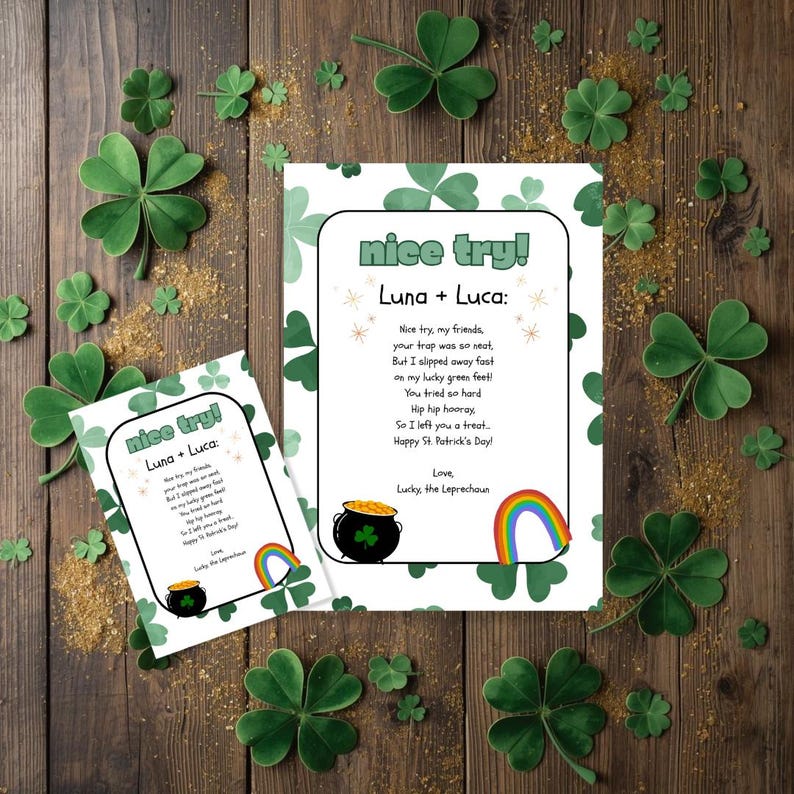 Printable Leprechaun Letter for Kids, St Patrick’s Day Trap Note, Mini ...