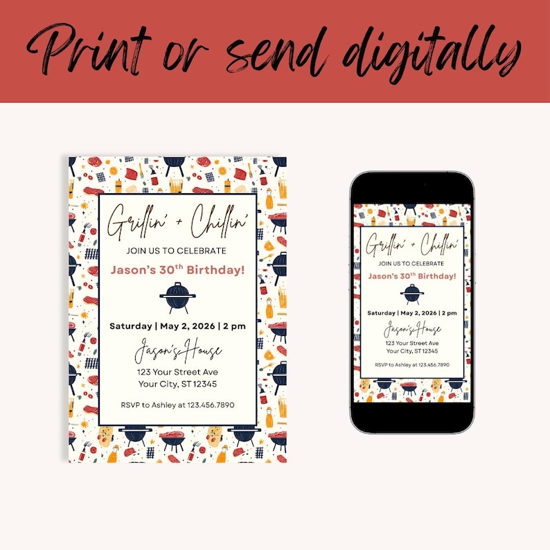BBQ Invitation Template, Backyard Cookout Birthday Party Invite, Grill ...