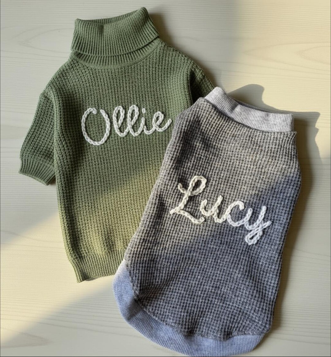Custom Hand Embroidered Dog Name Sweater, Personalized Pet Sweater for ...