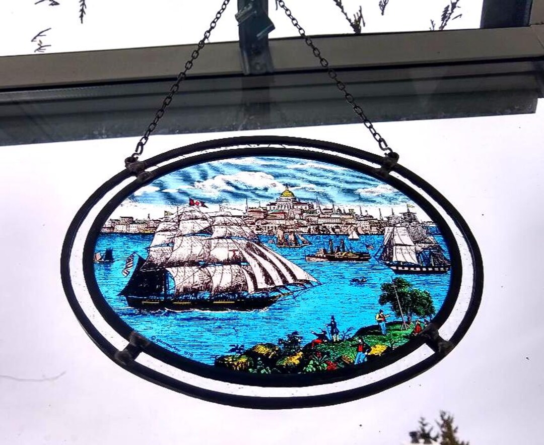 Vintage Glassmasters Blue Colored Glass Suncatcher/wall Hanger With ...