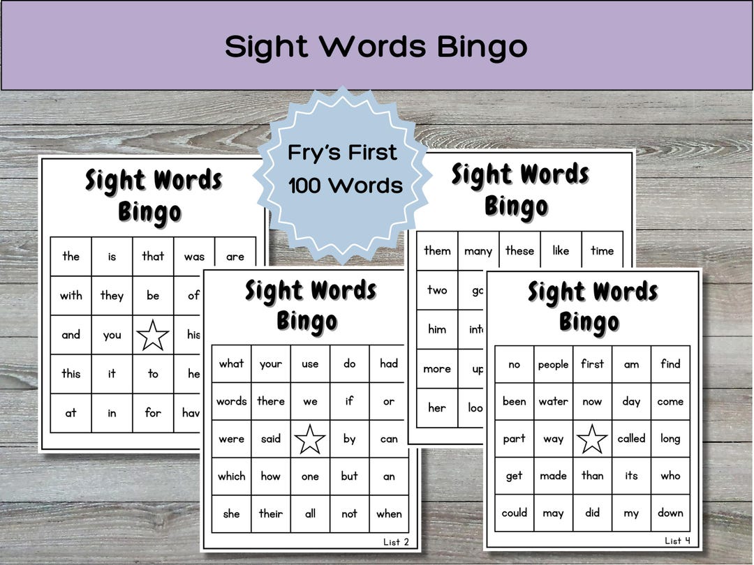 Fry’s Sight Word Bingo – First 100 Words – Printable Classroom Game for ...