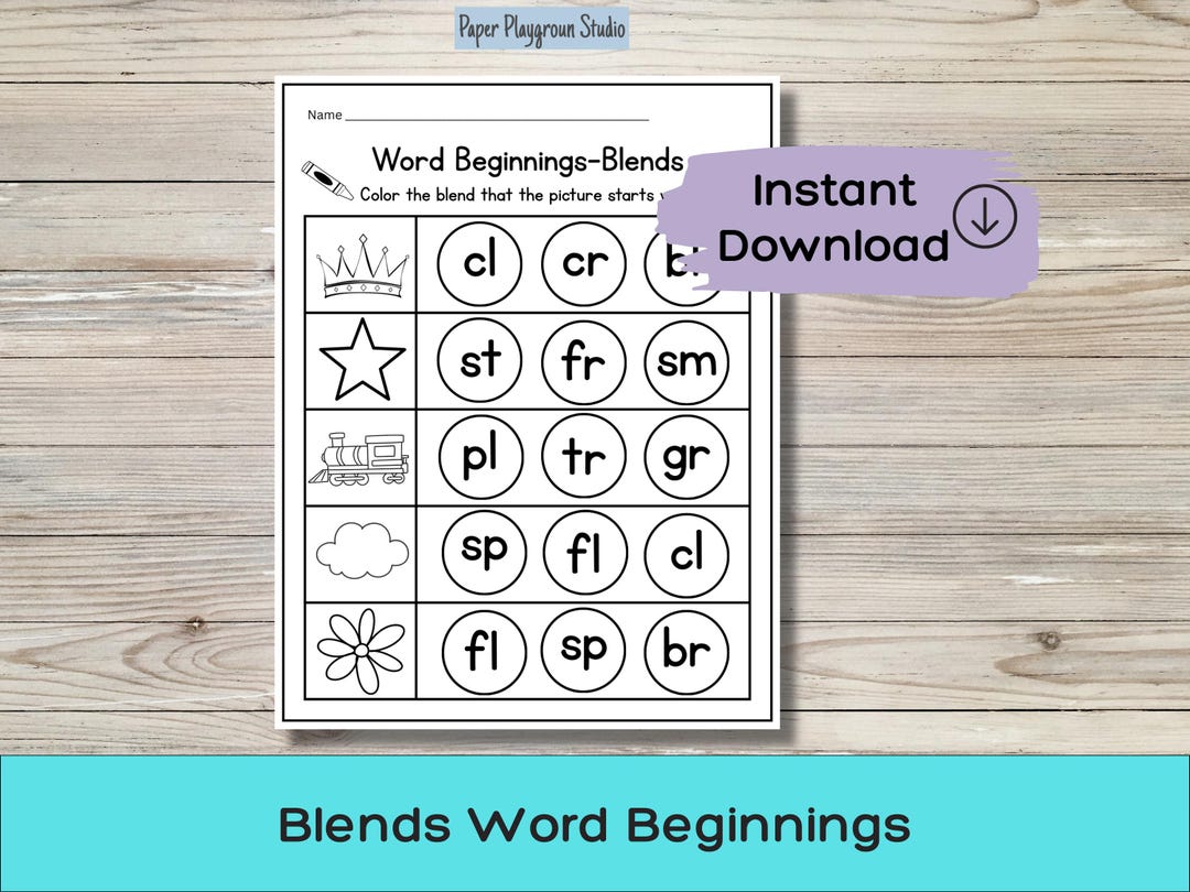 Phonics Practice Beginning Consonant Blends Printable Preschool Pre-k ...