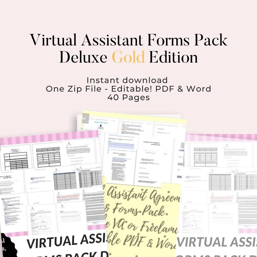 Virtual Assistant Forms Freelancer Business Owner Forms Independent ...